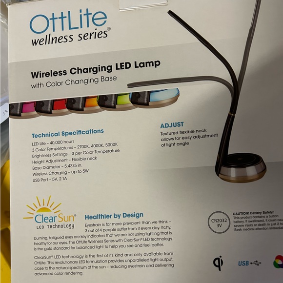 Office | Ottlite Led Desk Lamp With Clock And Wireless Color Changing ...